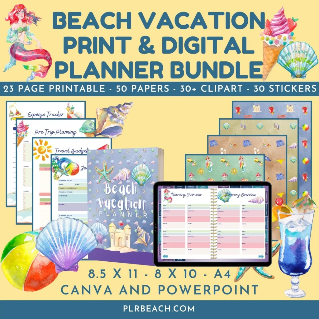 Beach Vacation Print and Digital Planner Bundle - Zesty Limes